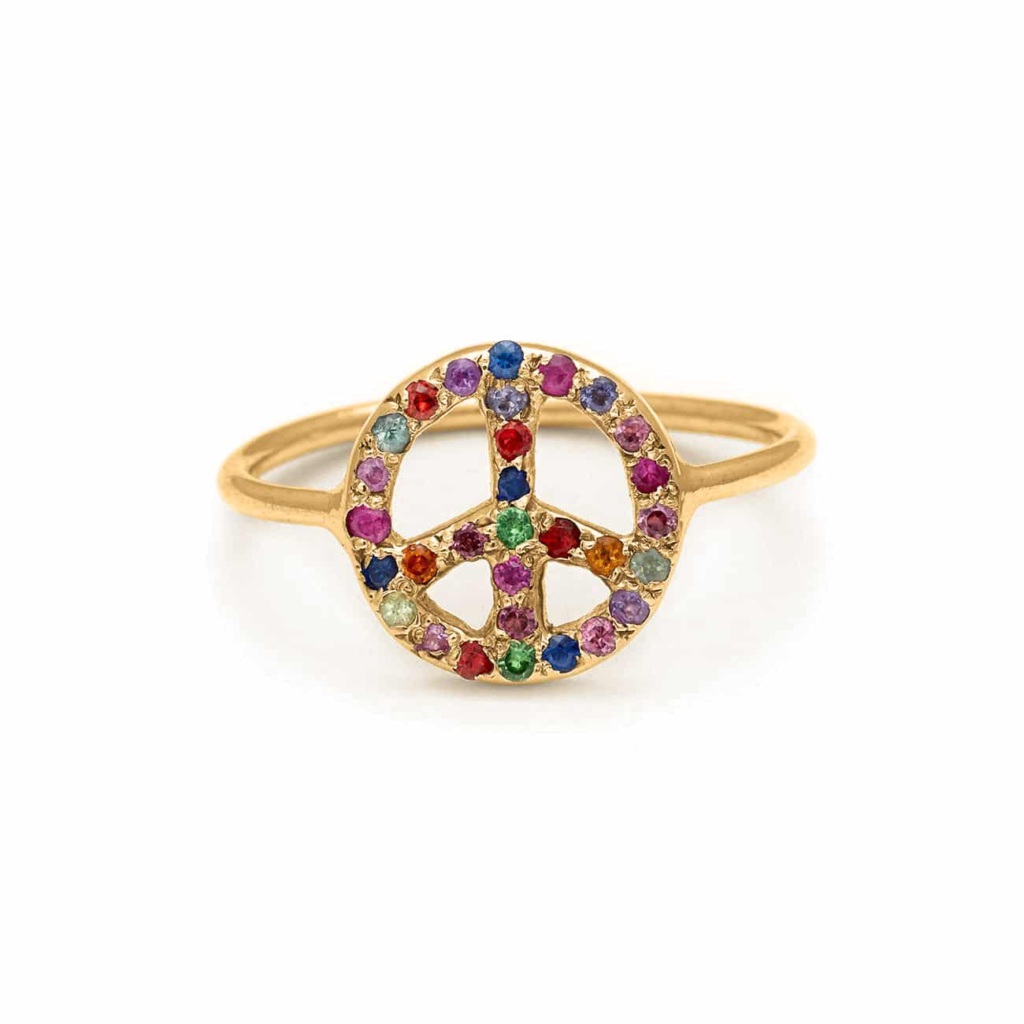 Multicolor Peace Sign Ring - Elisa Solomon Jewelry