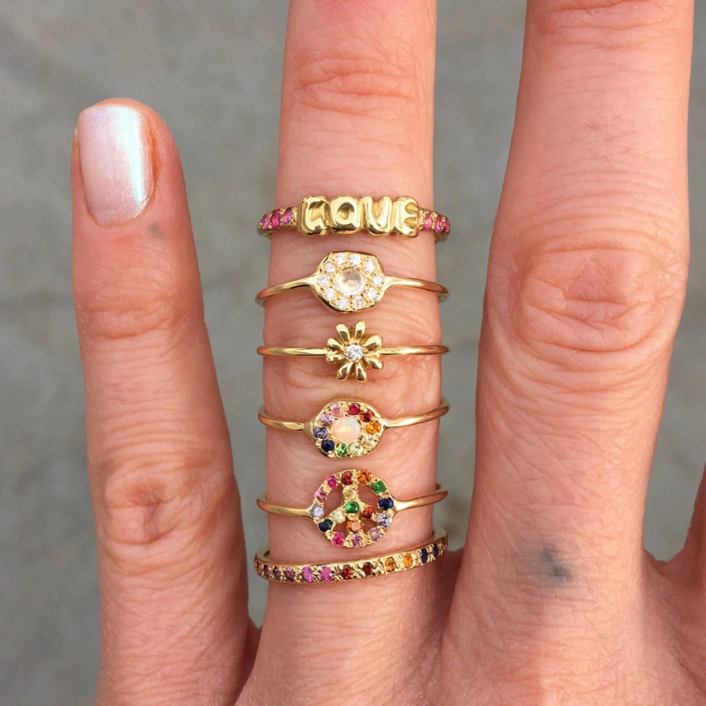 Moonstone Diamond Disk Ring - Elisa Solomon Jewelry