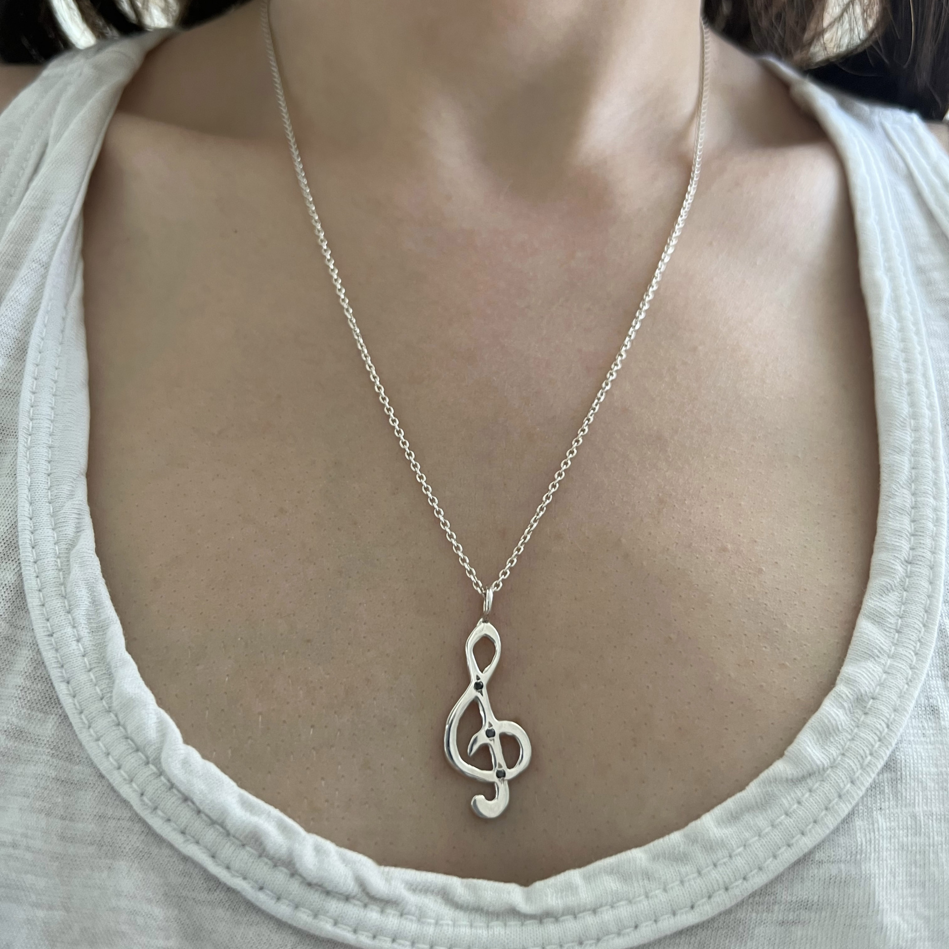 Diamond Treble Clef Necklace - Elisa Solomon Jewelry